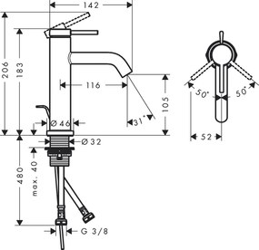 Hansgrohe Tecturis S, páková umyvadlová baterie 110 EcoSmart+ s odtokovou soupravou, bílá matná, HAN-73310700