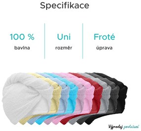 Rychleschnoucí froté turban na vlasy růžový, 100% bavlna