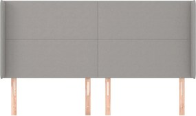 Čelo postele typu ušák světle šedé 203x16x118/128 cm textil 3119322