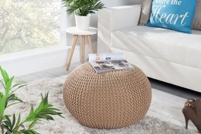 Deflee pletený puff LEEDS 50 LATTE TAB35088100% bavlna  výška 35cm, Ø 50 cm