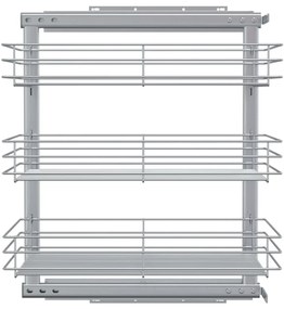 vidaXL Marketos 3patrový výsuvný kuchyňský drátěný koš stříbrný 47 x 35 x 56 cm