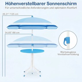 Costway Dětská sedací skupina s výškově nastavitelným slunečníkem 4 PCS. Dětská