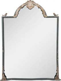 Modré antik kovové nástěnné zrcadlo s ptáčky Birdi - 60*3*91 cm