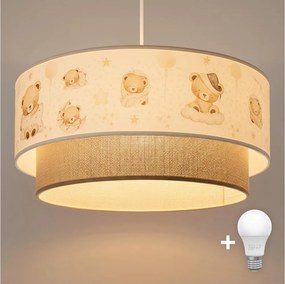 Brilagi- LED Dětský lustr na lanku BOBO 1xE27/60W/230V pr. 40 cm bílá/béž./medv.