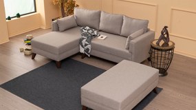 Hanah Home Dvoumístná pohovka BELLA krémová levá 205 cm s taburetem 825BLC1510