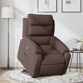 Zvedací polohovací křeslo tmavě hnědé textil 3204985