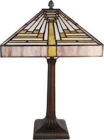 Pyramidová stolní lampa Tiffany - 31*31*48 cm E27/max 1*60W