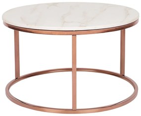 Konferenční stolek s mramorovým efektem béžový/měděný CORAL Beliani
