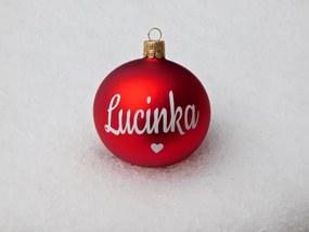Vánoční baňka se jménem a srdíčkem - červená