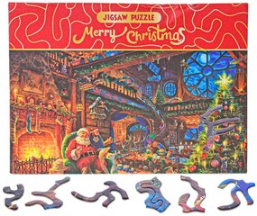 _Ostatní 1_ PUZZLE Merry Christmas U Santy doma 75x50cm 468 dílků skládačka v krabici 81308
