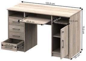 Kondela PC stůl, dub sonoma, B9 NEW