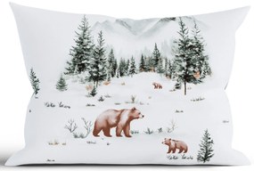 MK Lůžkoviny Vánoční bavlněný povlak na polštář Renforcé 40 x 60 cm - Medvědi v zimě