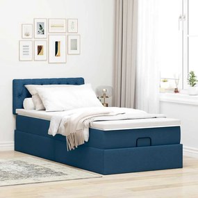 Osmanský postel s matrací modrá 100x200 cm textil 3311524