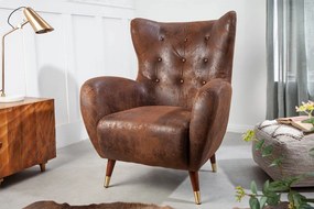 Designové křeslo Danail antik hnědé