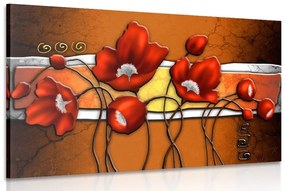 Obraz červené vlčí máky a makovice - 120x80 cm