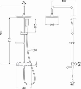Mexen sprchový set KX49 s termostatickou vanovou baterií, černá-zlatá, 779004991-75