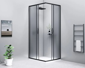 Gelco SIGMA SIMPLY BLACK obdélníkový sprchový kout 90 x 80 x 190 cm L/P varianta rohový vstup černý Brick sklo GS2490B-01