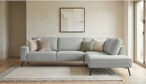 Světle šedá žinylková rohová pohovka (pravý roh/do L) Amsterdam – Scandic