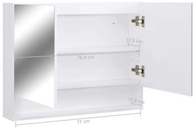 vidaXL Marketos LED koupelnová zrcadlová skříňka bílá 80 x 15 x 60 cm MDF