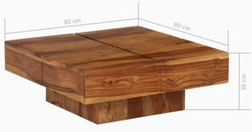 Konferenční stolek z masivního sheeshamu | 80x80x30 cm