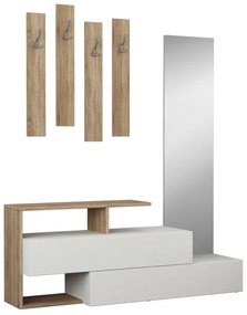 Set botníku se zrcadlem a nástěnného věšáku Ramda Oak
