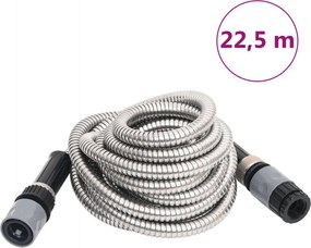 vidaXL Zahradní hadice s tryskou stříbrná 0,6" 22,5 m nerezová ocel [154512]