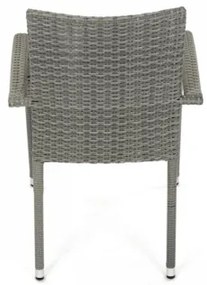 Zahradní židle stohovatelná šedý umělý ratan kov AZC-S2114 GREY