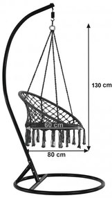 Šedé závěsné křeslo KOLUMBIA se stojanem