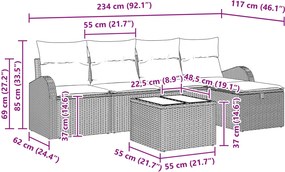 Set pohovek 6 ks Černá a krémová polyratan 3359066