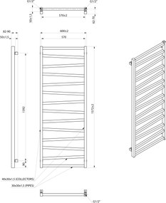 Sapho ZIG otopné těleso 600 x 1572 mm černá mat ZG616B