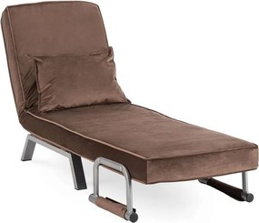 Rozkládací křeslo Halsin Velvet, hnědá