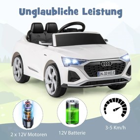 Costway Licencované elektrické vozidlo Audi SQ8 Dětské auto 12-V s – bílý