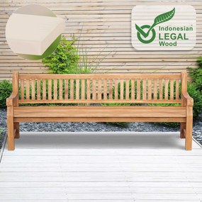 Teaková lavice Jackson s sedací polštář 240 cm + teak – krémová