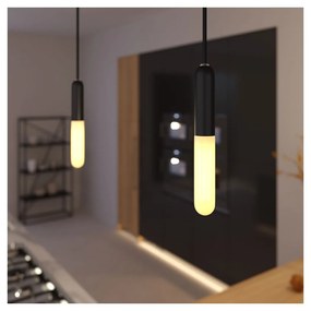 creative cables Závěsná lampa s textilním kabelem, objímkou e14 p-light s kovovými detaily Barva: Černá