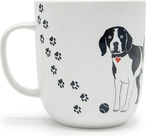 Hrnek Aport, 400 ml – New Bone China, černobílý pes, dárková krabička