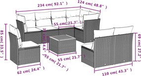 9dílná zahradní sedací souprava s poduškami černá polyratan 3223683
