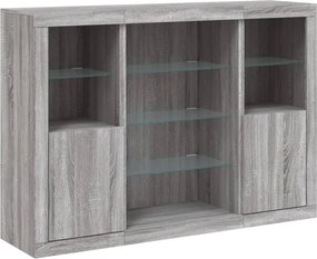 Příborníky s LED osvětlením 3 ks šedé sonoma kompozitní dřevo 3209133