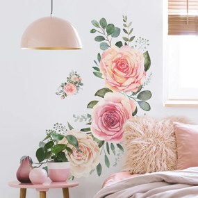 York Wallcoverings Dekorativní samolepka KVĚTY RŮŽE ve stylu akvarelu