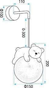 Toolight Rea, NÁSTĚNNÁ LAMPA NÁSTĚNNÉ SVÍTIDLO WHITE BEAR G161-1W, OSW-07800