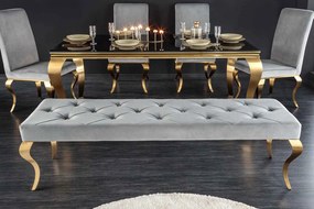 Designová lavice Rococo 172 cm šedá / zlatá
