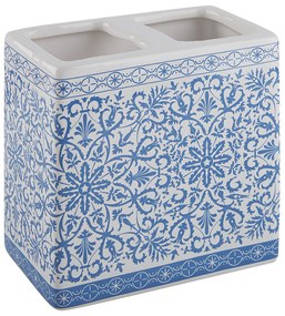 3dílná keramická sada doplňků do koupelny modrá/bílá CARORA Beliani