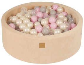 Suchý bazének s míčky 90x30cm s 200 míčky, béžová: pastelově růžová, bílá perleťová, šedá, transparentní