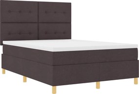 Postel s boxspringem s čelo Tmavě hnědá 140 x 190 cm textil 3339619