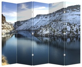 Paraván - Zimní krajina s jezerem (210x170 cm)