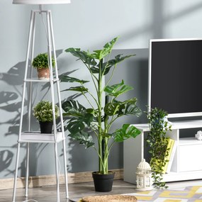 Umělá rostlina Outsunny 100 cm Umělý Monstera s 21 listy a květináčem do domácnosti nebo kanceláře Zelená
