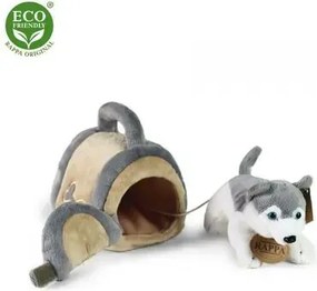 RAPPA Plyšový pes husky 13 cm s přepravkou / ECO-FRIENDLY / od 0 měsíc