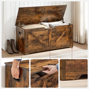 Úložná truhla, sedací truhla 100 x 46 x 40 cm rustikální hnědá