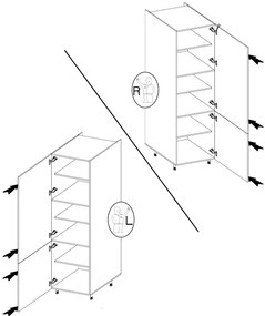 NESSANT se | vysoká skříňka 60 DK-215 2F potravinová | 60 cm | šedá
