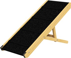 Skládací rampa pro psy PawHut, výškově nastavitelná, protiskluzová pomůcka pro vstup malých a středních psů do 15 kg, 83,5 x 35 x 47,5 cm, přirozená |