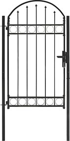 Plotová brána ASSEN s klenutým vrškem ocelová 100 x 175 cm černá 143087